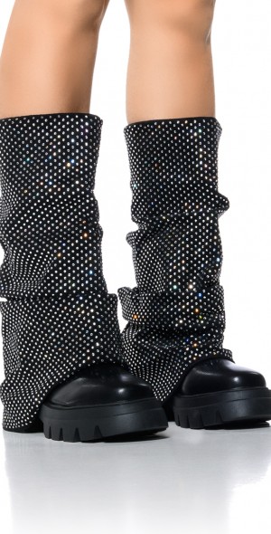 AKIRA - AZALEA WANG DANIA BLACK DIAMOND OVERLAY BOOTIE IN BLACK BLACK 6.5