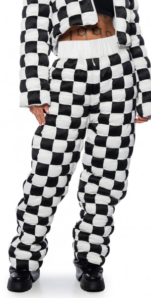 AKIRA - CHECK MATE WOVEN JOGGER BLACK WHITE XL
