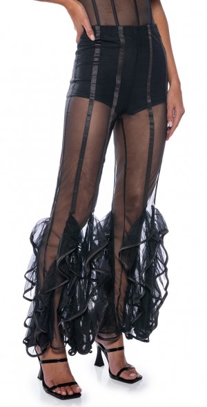 AKIRA - DISCO DIVA RUFFLED MESH PANT