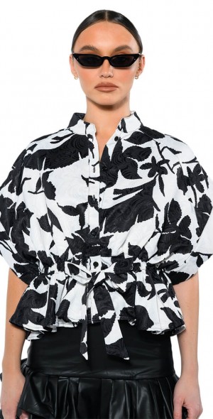 AKIRA - ELEGANZA TIE FRONT BLOUSE