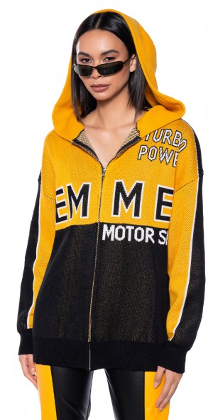 AKIRA - FEMME RACING OVERSIZED KNIT HOODIE