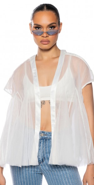 AKIRA - GOODY MESH OVERLAY OPEN FRONT TOP