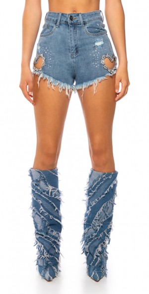 AKIRA - LETTER TO LOVER DENIM SHORTS