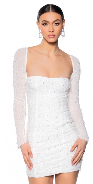 AKIRA - LOOK EXPENSIVE LONG SLEEVE EMBELLISHED MINI DRESS