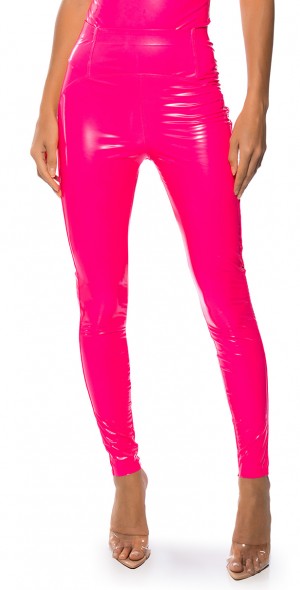 AKIRA - RIO NEON HIGH RISE LEGGING WITH 4 WAY STRETCH IN NEON PINK