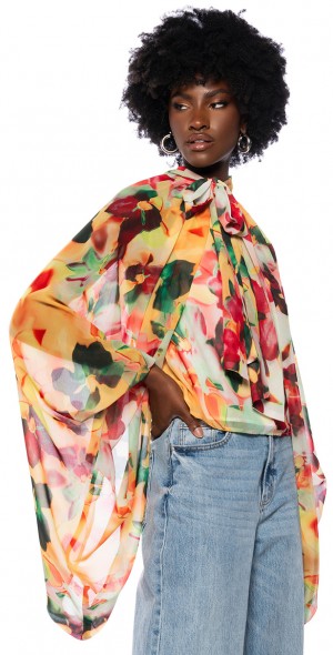 AKIRA - TIE THE KNOT FLORAL BLOUSE