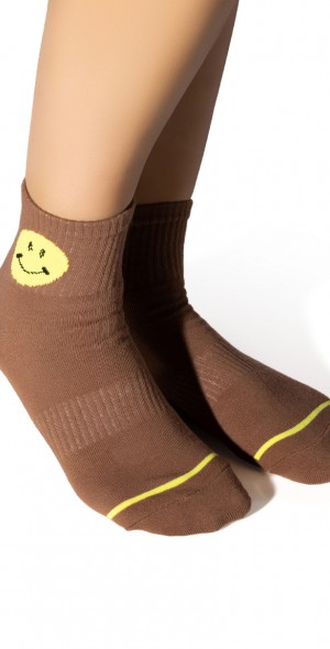 AKIRA - YELLOW AND TAN SMILEY FACE SOCKS