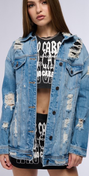 CELLO - SUNNY DAY DISTRESSED DENIM JACKET