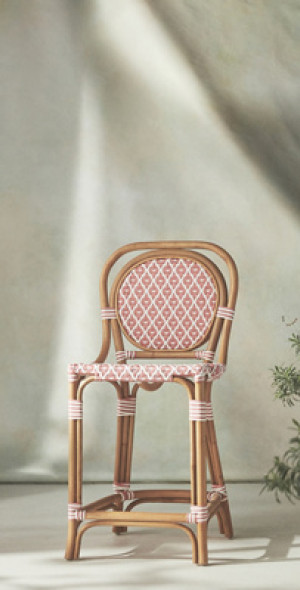 Anthropologie - Coastal Rattan Bistro Counter Stool Chair