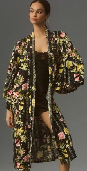 Anthropologie - Long-Sleeve Graphic Duster Top
