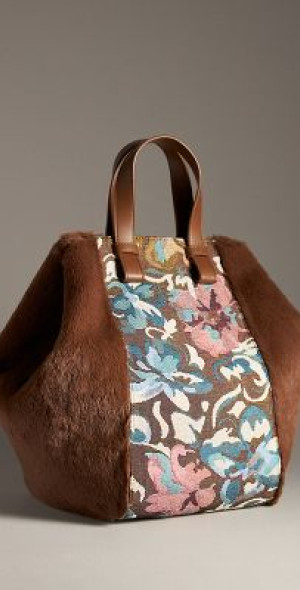 By Anthropologie - Velvet Two-Tone Satchel