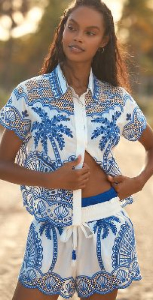 Farm Rio - Mesh Buttondown Blouse