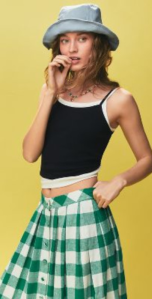 Hunter Bell - Eva Linen Blend Button-Front Gingham Midi Skirt