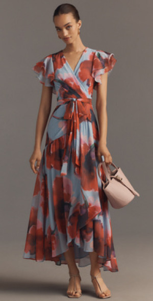 Hutch - Zola Short-Sleeve Ruffle Wrap Midi Dress