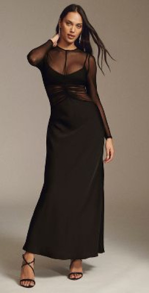 MISHA - Ginger Sheer Mesh & Satin Maxi Dress