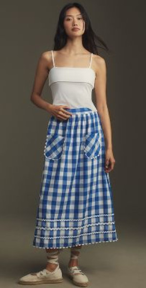 Pink City Prints - Ric Rac Gingham Midi Skirt