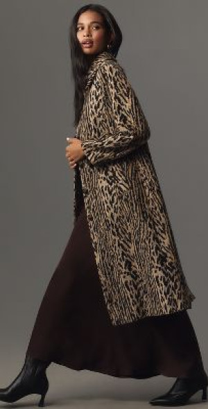 RIXO - Milly Leopard Long Coat Jacket