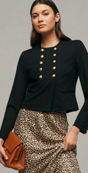 Sam Edelman - Fiona Double-Breasted Collarless Blazer Jacket
