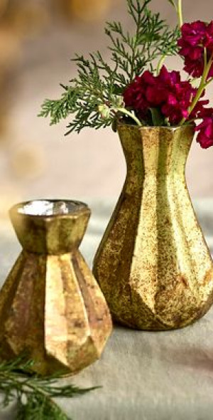 Terrain - Distressed Gold Bud Vases, Set of 2