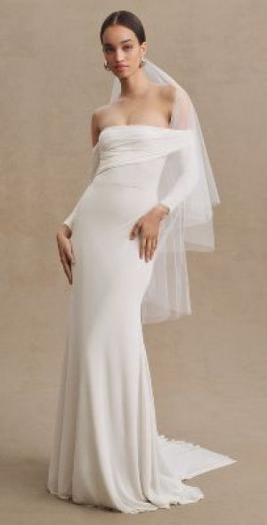 Watters - Wtoo by Milligan Off-The-Shoulder Long-Sleeve Column Wedding Gown