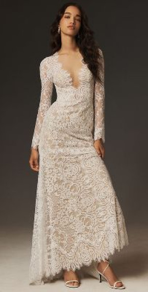 Watters - Wtoo by Sienna Long-Sleeve High-Neck Wedding Gown