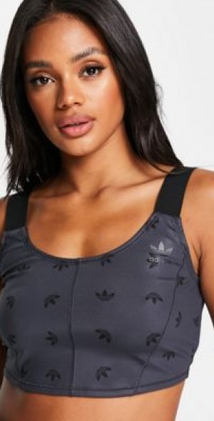 adidas Originals - corset in black with all over logo print