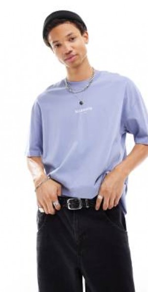 AllSaints - Subverse central logo t-shirt in light blue
