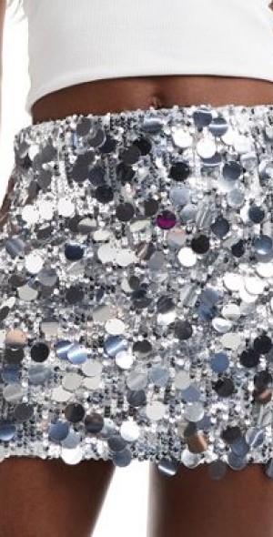 Amy Lynn - Y2k ultra mini sequin paillette skirt in silver