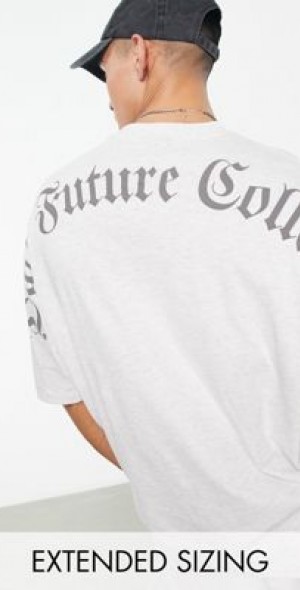 ASOS DESIGN - ASOS Dark Future oversized t-shirt with gothic logo shoulder print in white ...