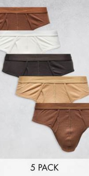 ASOS DESIGN - 5-pack rib briefs in multiple colors