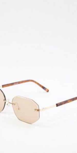 ASOS DESIGN - 90s retro rimless sunglasses in light brown
