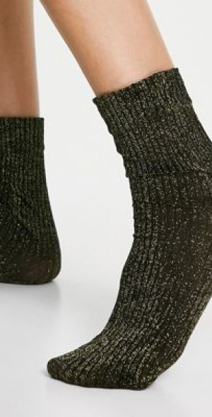 ASOS DESIGN - ankle length gold glitter socks in black