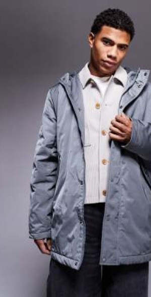 ASOS DESIGN - borg lined parka in gray