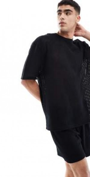 ASOS DESIGN - crochet lounge set in black