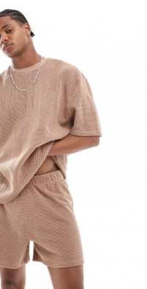 ASOS DESIGN - crochet lounge set in light brown