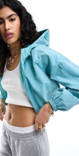 ASOS DESIGN - cropped hooded rain jacket in blue