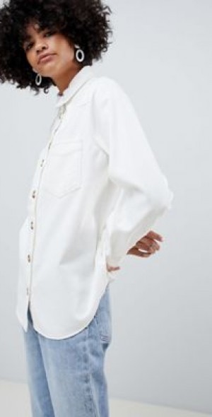 ASOS DESIGN - denim oversize shirt in off white