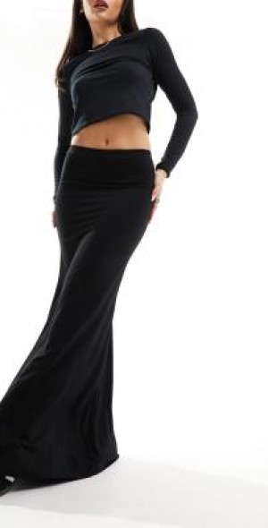 ASOS DESIGN - fishtail maxi skirt in black