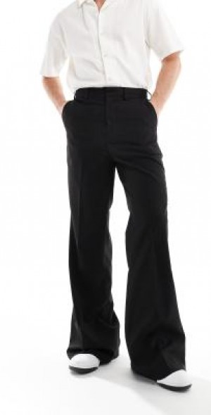 ASOS DESIGN - flare suit pants in black