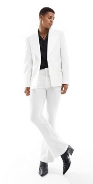 ASOS DESIGN - flare suit pants in white