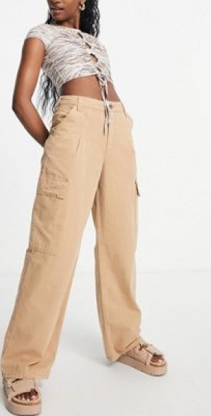 Asos Design Oversized Cargo Pants In Stone Neutral
