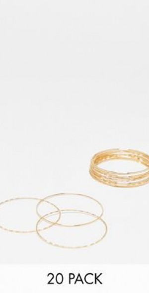 ASOS DESIGN - pack of 20 bangles with mixed texture design in gold tone