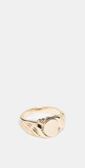 ASOS DESIGN - signet ring with embossing in gold tone