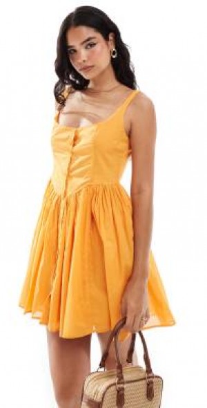 ASOS DESIGN - voile picnic mini sundress in radiant yellow-Orange