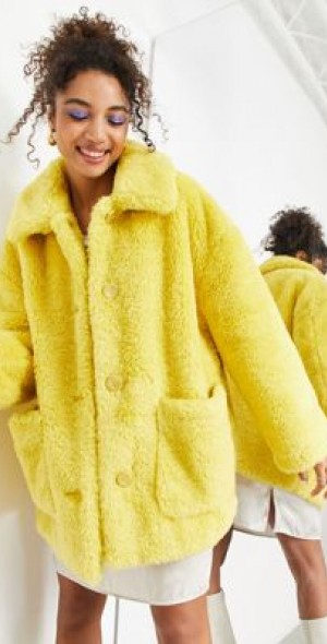ASOS EDITION - oversized teddy jacket in yellow