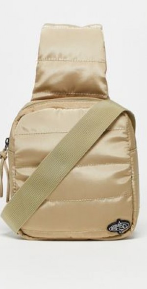 Basic Pleasure Mode - padded cross body bag in beige with gummy logo-Neutral