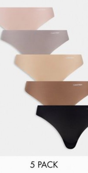 Calvin Klein - 5 pack invisible micro thong in multi neutrals