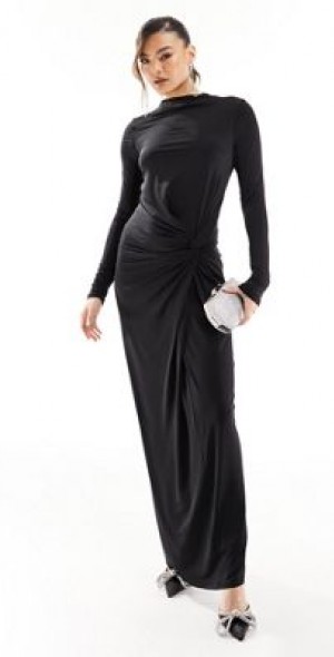Daska - exclusive high neck maxi dress in black