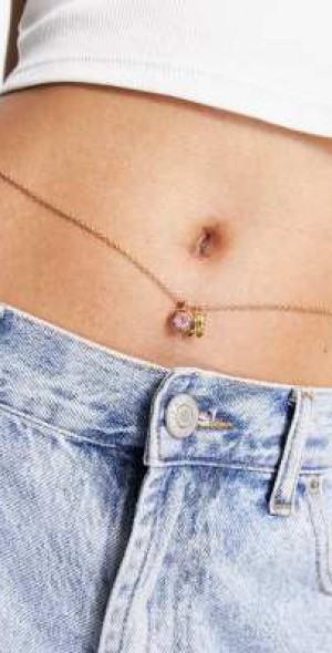 DesignB London - festival belly chain with butterfly charms in gold