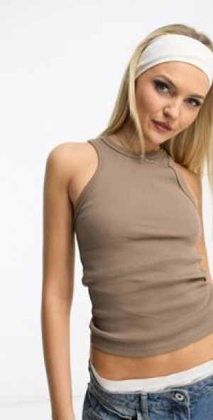 Dr Denim - racer front top in walnut brown
